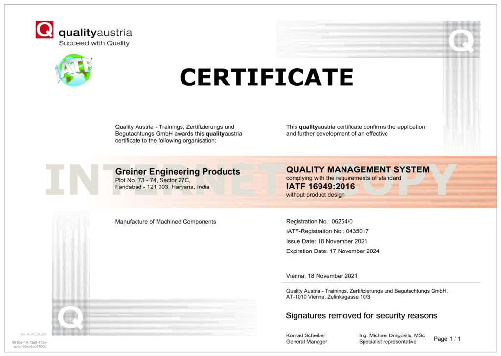 Greiner Engineering Products – JFL SITES